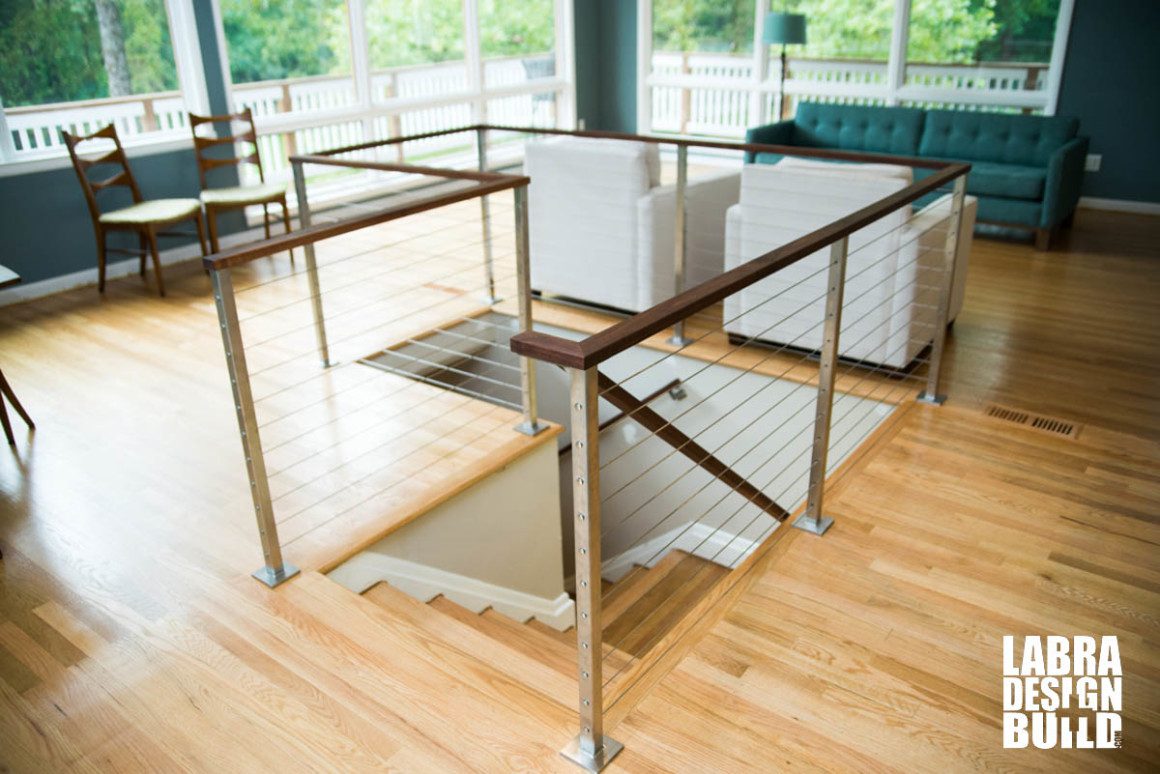 Labra Design+Build | stainless-cable-walnut-railing-remodel-michigan ...